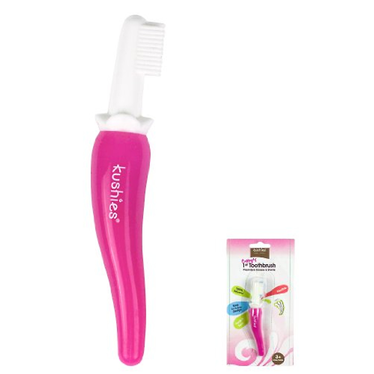 Kushies Flexible Training Toothbrush for Infants Fuschia, 1% Silicone, Latex Free