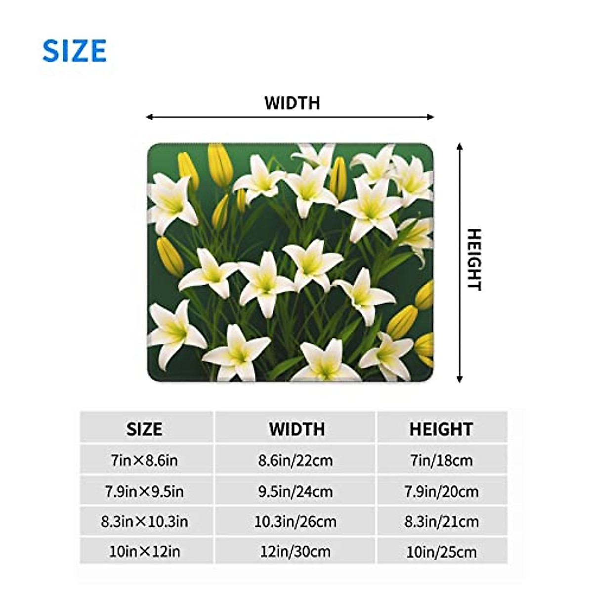 Lily Flower Mouse Pads for Laptop and PC, 10 x 12 inch Mouse Pad for Office and Cute Gaming Pads.