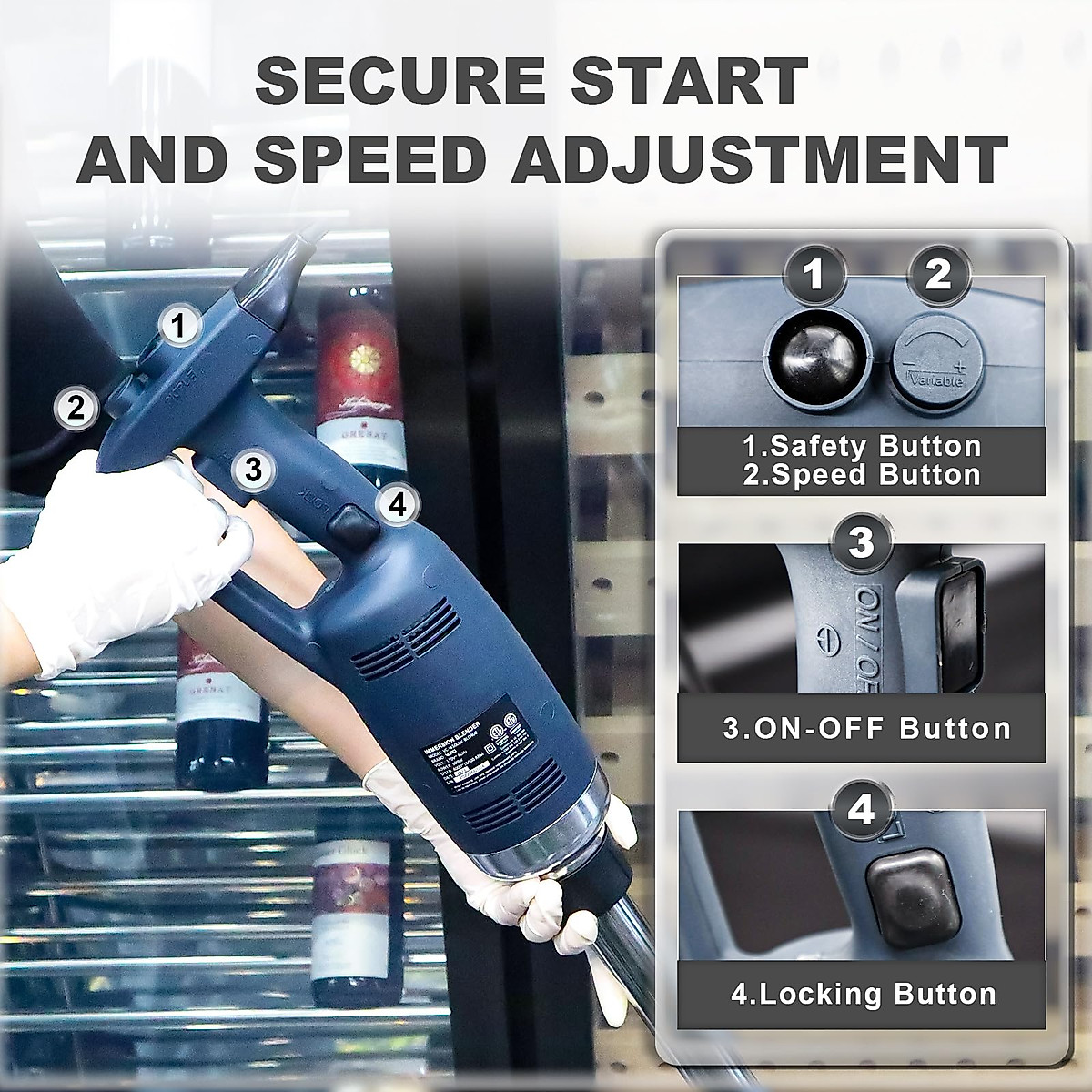 VONCI 750W Commercial Immersion Blender, Extra Heavy Duty Hand Blender with Variable Speed 8000-19000RPM, Handheld Stick Mixer with 20" SUS 304 Shaft, Commercial Emulsifier for Restaurant Kitchen.