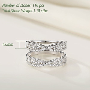 Wuziwen Sterling Silver Cubic Zirconia Infinity Wedding Band Guard Ring Enhancer for Women Size 5-10 (6)