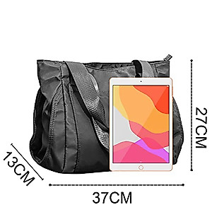 Manfnee Nylon Tote Bag for Women Waterpoof Shoulder Bag Multi-function Work Travel Messenger Bags