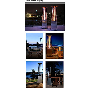 Outdoor Patio Propane Space Heater - 48,000 Btu Pyramid Propane Heater, Outdoor Heater, Portable Heater, Patio Heater Propane, W/Wheels, Protective Cover | Avenlur (Stainless Steel)