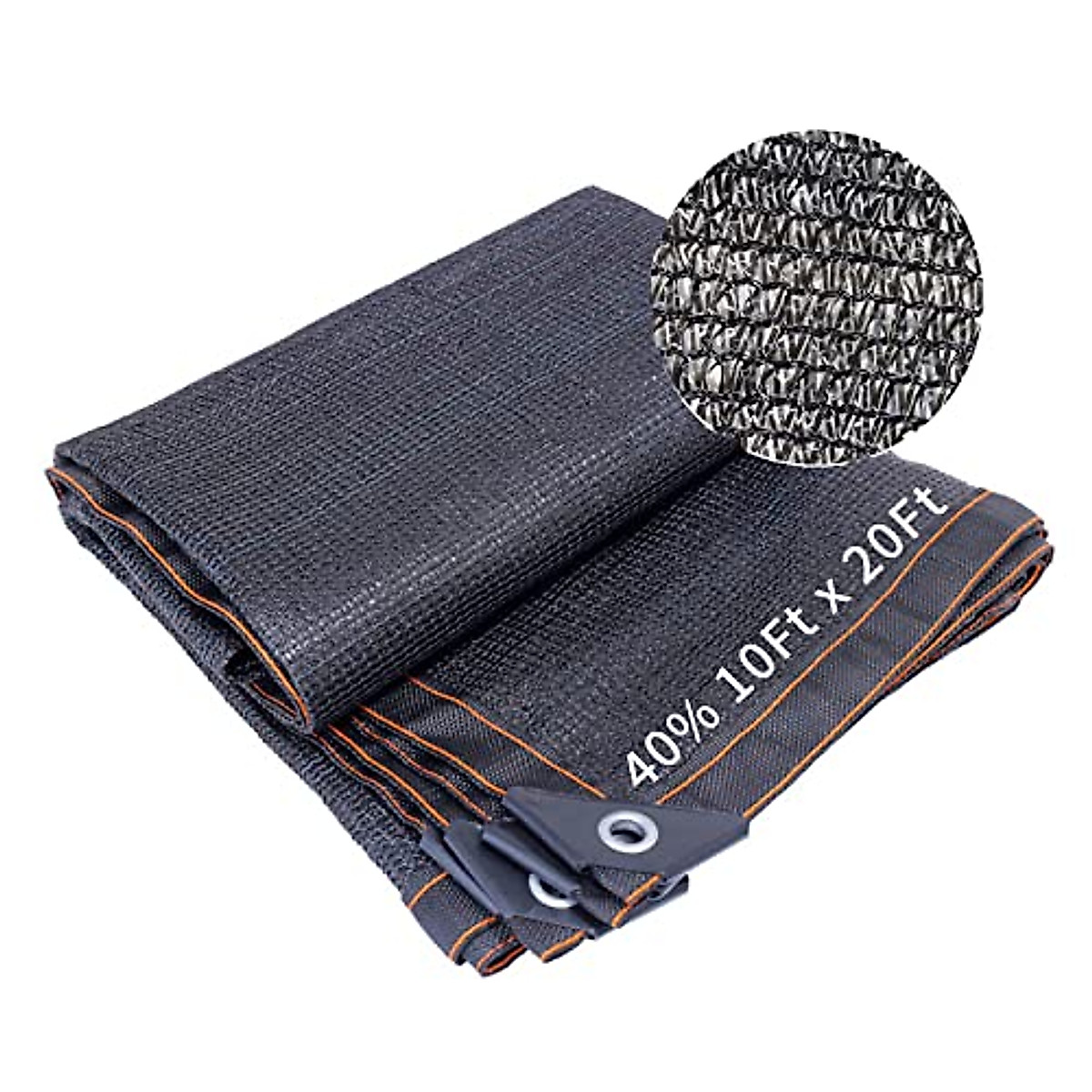 QCGGOW 40% Sunblock Shade Cloth, 10FTx20FT UV Sun Mesh - Black Bulk Resistant Net for Garden, Plant, Greenhouse, Cover, Balcony, Outdoor