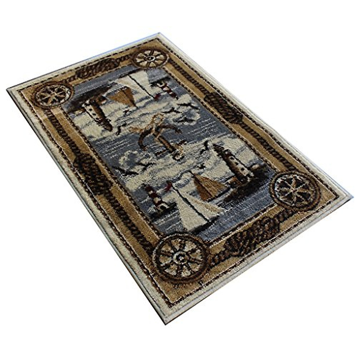 Masada Rugs Nature Area Rug Mat Nautical Scene (2 Feet X 3 Feet 2 Inch) Mat
