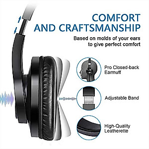 bopmen T3 Wired Over Ear Headphones - Stereo Sound Headphones with Tangle Free Cord Bass Comfortable Headphones, Lightweight Portable for Smartphone Tablet Computer PC Laptop Notebook
