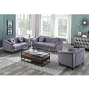YIPDFERNOR Purple Lint 3-Piece Living Room Sofa Set, Contemporary Sofa Couch Set, for Living Room Furniture Sets、Offices、Apartments（Loveseat）