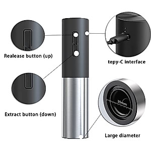 Electric Wine Opener, Automatic Electric Wine Bottle Corkscrew Opener with Foil Cutter, Rechargeable (Stainless Steel)