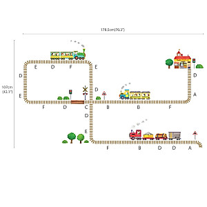 DECOWALL DW-1504 Trains and Tracks Kids Wall Stickers Wall Decals Peel and Stick Removable Wall Stickers for Kids Nursery Bedroom Living Room d?cor