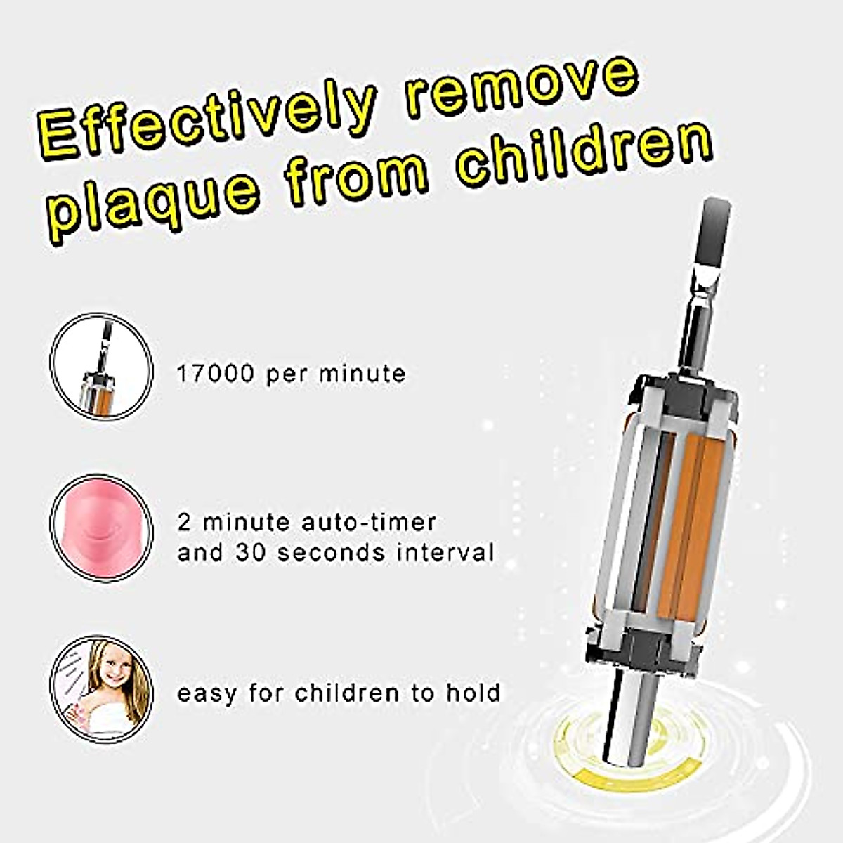 Baby Electric Toothbrush,Sonic Technology Battery Powered Toddler Tooth Brush with Smart LED Timer,Waterproof Auto Deep Clean for Infants Ages 0-3 Years with 4 Soft Brush Heads (Blue)