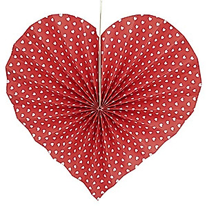 Red Heart Valentines Party Hanging Decorations Paper Fans Wedding Anniversary Bachelorette Bridal Shower Baby Shower Birthday Party Photo Backdrops Decorations, 6pc