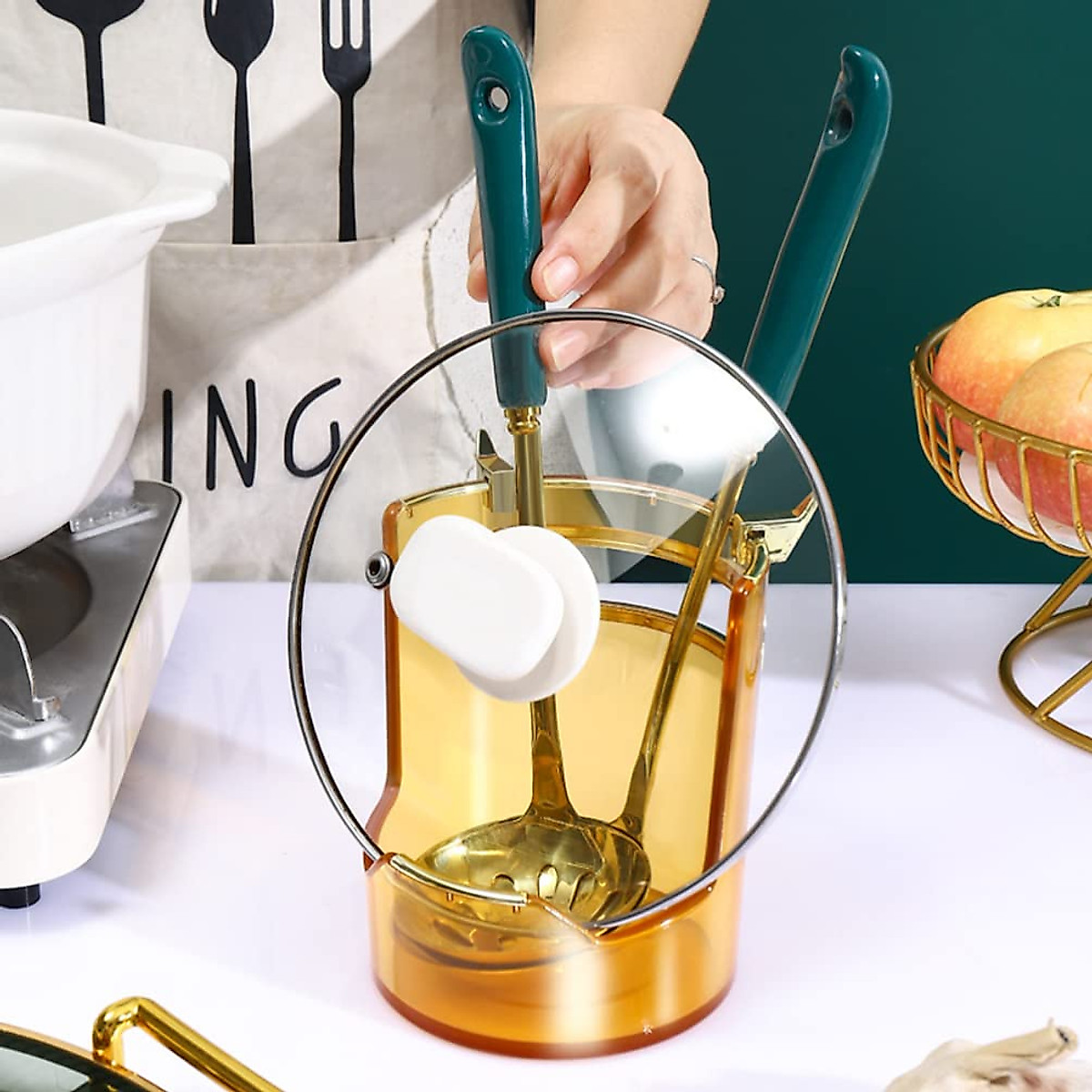 Lid Rack Kitchen Lid Holder Kitchen Spoon Rest Stovetop Spoon Rest Countertop Lid Holder Chopsticks Rest Wear-resistant Lid Utensil Rest Keeper Pot Holder Appliance Spatula The Pet