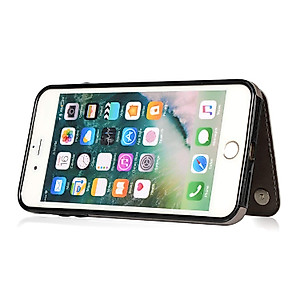 Phone Case for iPhone 7plus 8plus 7/8 Plus with Tempered Glass Screen Protector and Card Holder Wallet Cover Flip Leather Cell Accessories i Phone7s 7s + 7+ 8s 8+ Phones8 Cases Women Men Gray