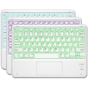 TOPIPRO Bluetooth Keyboard, Slim 7 Colors Backlit Wireless Bluetooth Keyboard with Touchpad Built in Rechargeable Battery for iOS Android Windows Tablets PC Smartphone