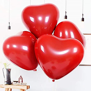 Dzrige 10 Inch Valentine's Day Heart Balloons,Love Heart Balloons Red Heart Shaped Latex Balloons for Valentines Day Wedding Engagement Birthday Party Decoration (20Pcs)