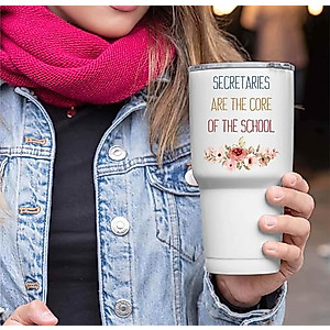 Novelty Gift Large Tumbler Novelty Gift Secretary Gift For Appreciation And Recognition, For School Secretaries On Thanksgiving - Secretaries Are The Core, Words Of Gratitude On/Inner Color 30 Oz