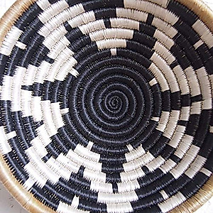 Small African Basket- Chwele/Rwanda Basket/Woven Bowl/Sisal & Sweetgrass Basket/Black, Tan, White