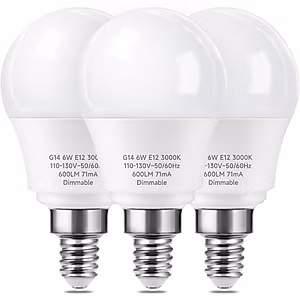 Prosperbiz E12 Ceiling Fan Light Bulbs Dimmable, 60w Equivalent LED Bulb, Warm White 3000K, E12 Small Base Candelabra A15 LED Round Light Bulb, 600 Lumen, Pack of 3