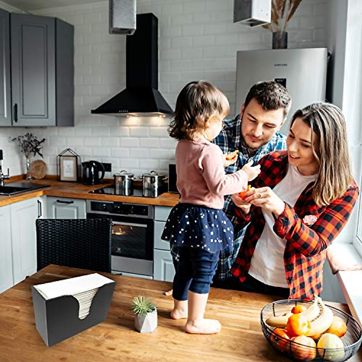 Essentially Yours Acrylic Folded Paper Towel Holder - Wall Mounted or Freestanding | Dispenser for Multifold, Trifold, and C Fold Napkins (Black)