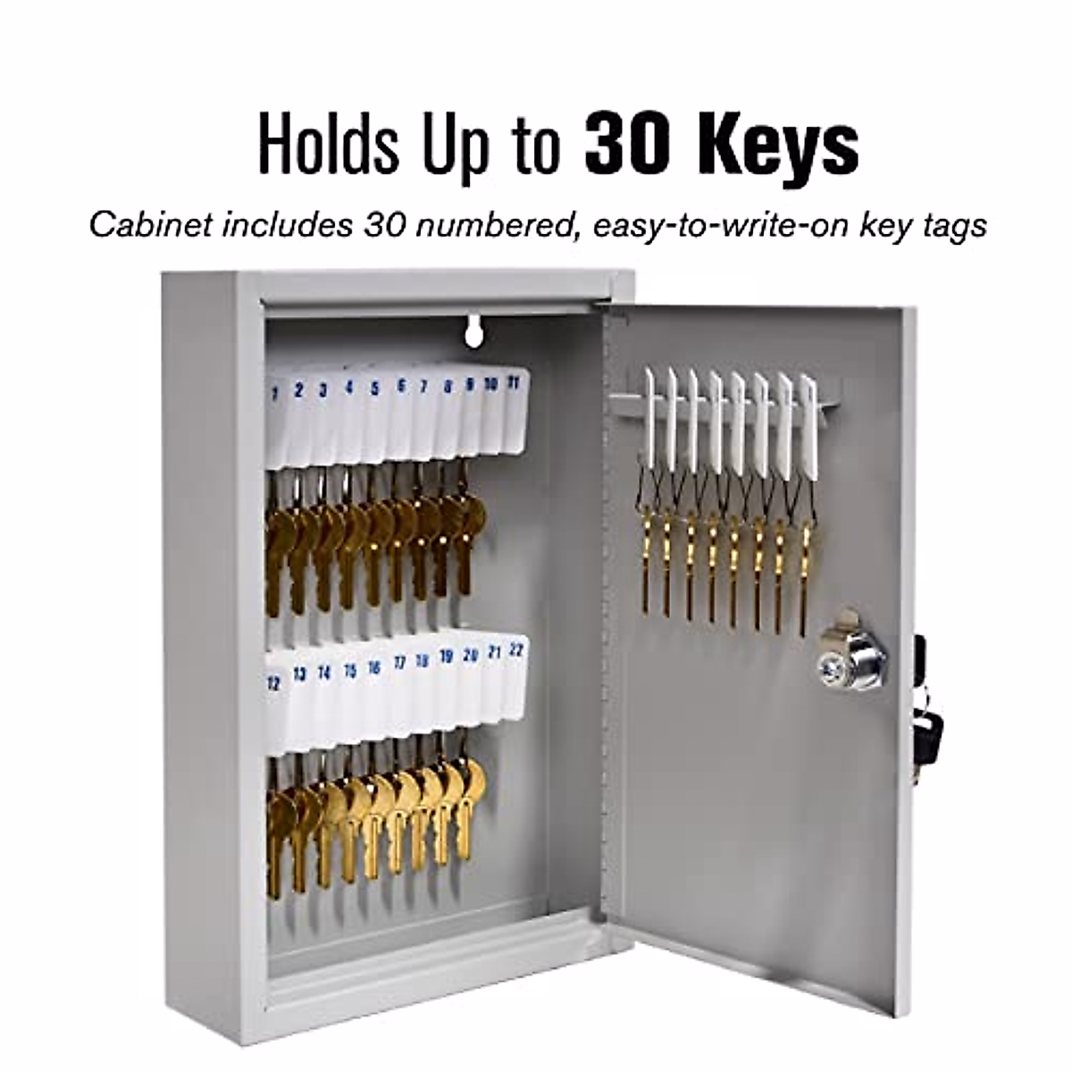 STEELMASTER by BankSupplies 30 Key Cabinet | Single Lock Control Key Box | Welded 22 Gauge Steel Construction | Scratch Resistant | Write-On Key Tags for Easy Identification