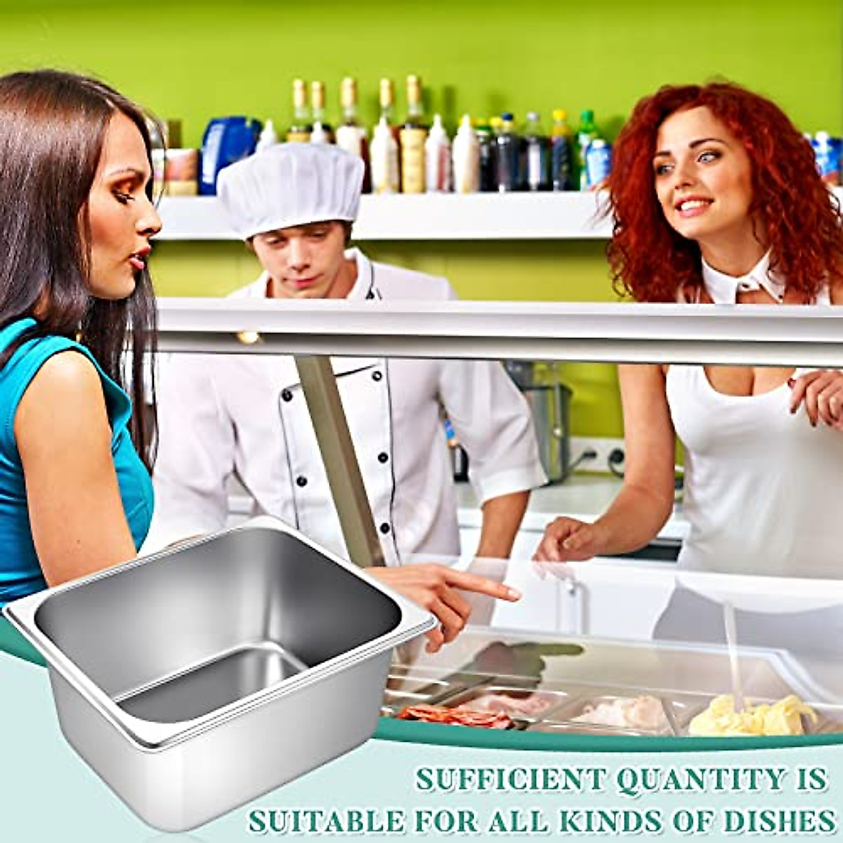 Zubebe 1/2 Half Size Steam Table Pans 6 Inch Deep Steam Pan Stainless Steel Restaurant Pan Metal Food Tray Commercial Food Pans for Hotel Restaurant (4 Pcs)