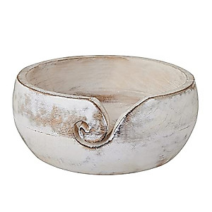 Wooden Yarn Bowl Knitting Bowl Large Crochet Yarn Holder YB01WH Handmade Crocheting Accessories and Supplies Organizer 7 x 3"