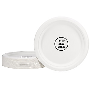 The Jew Crew 10 Inch Disposable Plates, 50 Count. Perfect for Shabbat, Shabbos, Jewish Parties, Birthdays, Bar/Bat Mitzvahs, Chanukah, Passover, and other Jewish Holidays.
