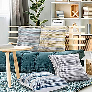 LR Resources Amelia Pillow, 18" x 18", Turquoise/Gray