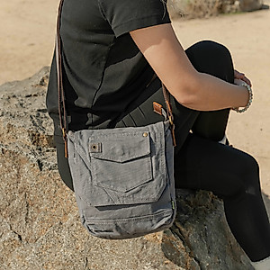 TSD Brand Spring Palm Canvas Crossbody Bag (Grey)