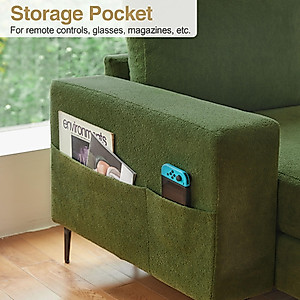 XIZZI 97" Convertible L Shaped Sectional Sofa - 3 Seat Sofa Couch with Chaise Lounge for Living Room,Comfy Oversized Seat Modern Wide Armrest Sofa Set for Apartment Office (Green, Left Hand Facing)