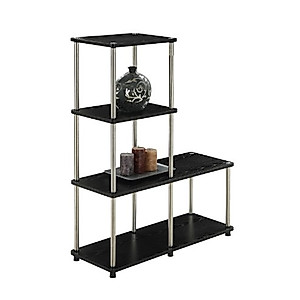 Convenience Concepts Designs2Go 4 tier Multi Shelf "L" Bookshelf, Black