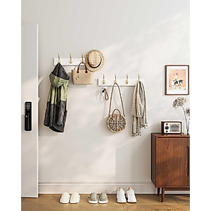 Seocry Coat Rack Wall Mount, 4 Pack 16.5 Inches Wall Hook Rack, White Coat Hanger Wall Mount with Gold Hooks for Backpack, Hat, Towel, Key, Door, Entryway(White Gold, 16.5 Inches)