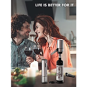 Electric Wine Opener Set, Tomeem Wine Gift Set with Rechargeable Wine Opener, Electric Wine Aerator, Vacuum Stoppers and Foil Cutter, 4-in-1 Electric Wine Bottle Opener for Home Party Bar Outdoor