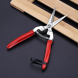 Pruner Stainless Steel,Garden Scissor, Fruit Tree Bonsai Gardening Pruning Shear Pruner Garden Snips Spring Tool(Straight)