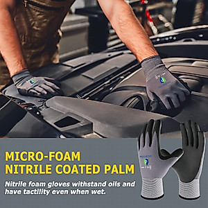 PROMEDIX P Work Gloves MicroFoam Nitrile Coated,Safety Work Gloves Men 3/12/36-pairs,EN388-4131,Nylon&Spandex Work Gloves