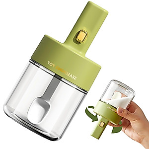 Glass Spice Jars | Airtight Seasoning Containers Equipped with Retractable Spoon & Lid | Ultimate Kitchen Essential for Sugar, Salt, & Condiments | Convenient Storage Solution