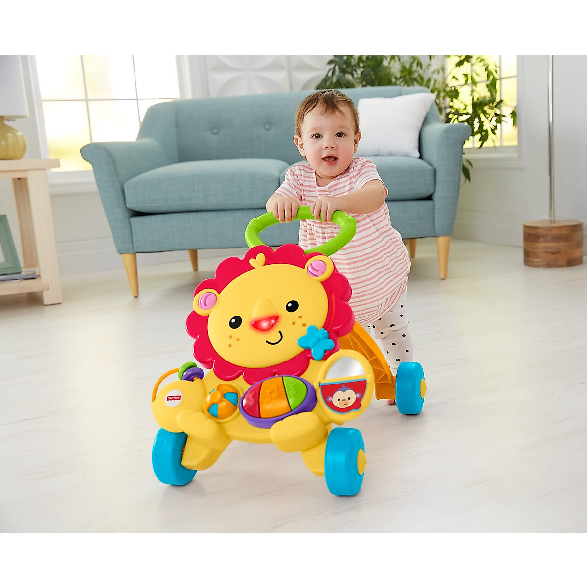 Fisher-Price Baby & Toddler Toy Musical Lion Walker Push Along with Lights Sounds & Developmental Activities for Ages 6+ Months