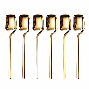 Coffee Spoons, 5.6 Inches Espresso Spoons, 18/10 Stainless Steel Demitasse Spoons Tiny Spoon Small Spoons Gold Teaspoons Espresso Spoons Mini Spoons for Tasting, Sugar, Tea, Ice Cream, Set of 6