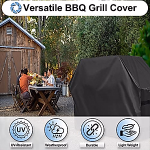 OutdoorLines Waterproof Heavy Duty BBQ Grill Cover - Universal Barbecue Grill Covers UV Resistant Barbeque Gas Grill Cover for Outdoor Universal Grills, 58L x 24W x 44H Inch, Black