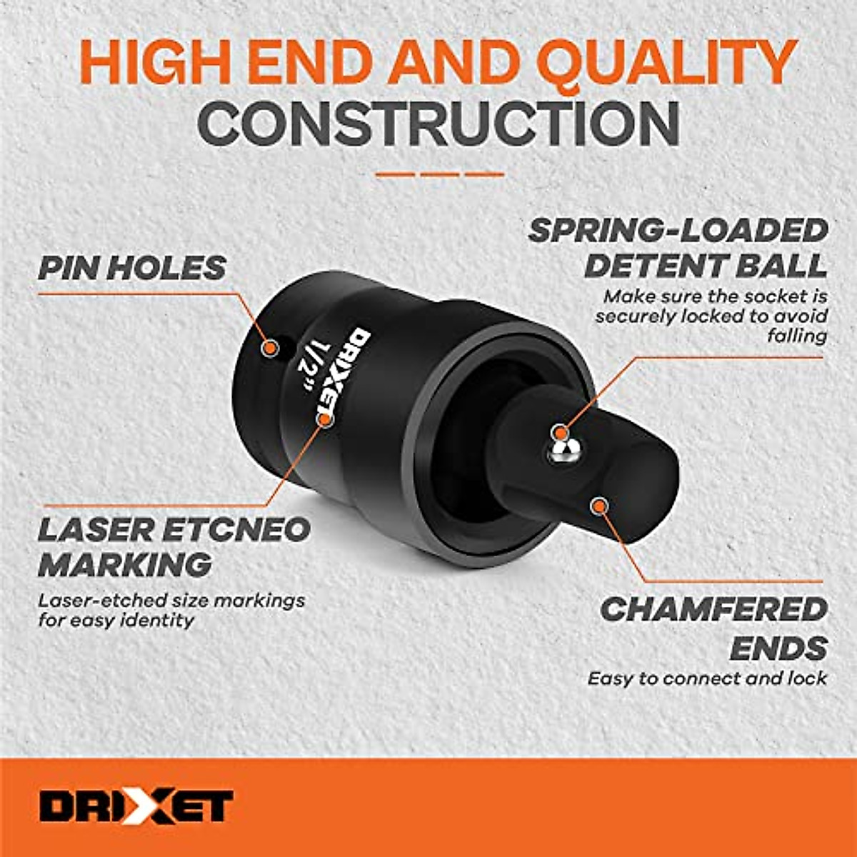 Impact Swivel Socket Set - 1/2, 3/8, and 1/4 Swivel Socket Set - Universal Joint Socket for Hard-To-Reach Angles - Premium Cr-Mo Steel Flexible Socket Extension Set - Rust Resistant - Drixet