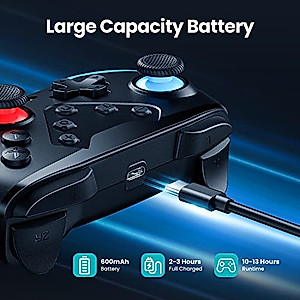 VOYEE Switch Controllers Compatible with Switch/Lite/OLED, Switch Pro Controller with Programming Motion Control Vibration, Updated Wireless Switch Controller with Wake-up Turbo Screenshot (Red and Blue)