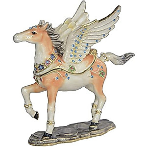MIXDOM Flying Horse Trinket Box Jewelry Box Hand Painted Decorative Box with Hinged Lid Ring Earring Holder AnimalFigurine Collectible
