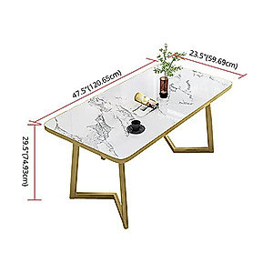 LITFAD Scandinavian Sintered Stone Top Dinette Set with Rectangle Dining Table Set Modern Dining Table with 4 Dining Chairs for Dining Room - 5 Piece Set Orange 47.2" L x 23.6" W x 29.5" H