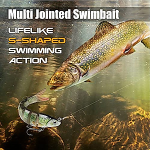 Atibin Multi Jointed Fishing Lure Bass Slow Sinking Swim Bait Bass Bionic Saltwater Fishing Lures Freshwater Realistic Topwater Set A3-5.4",0.92oz