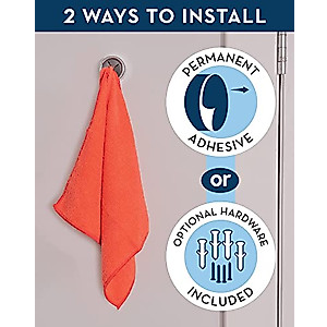 S&T INC. Round Adhesive Push Towel Hooks for Kitchen, Hand and Dish Towels, Grey, 4 Pack