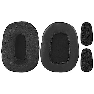 Geekria Comfort Velour Replacement Earpads + Mic Windscreen Foam Compatible with BlueParrott B450-XT, B450XT Headphones Mic Foam Cover + Ear Cushions/Cushion Pad Repair Parts (Black)