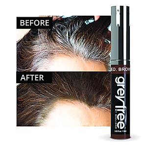 Greyfree Root touch up hair mascara temporary cover conceal gray roots hair lines eyebrows mens mustache and beards Medium-Brown