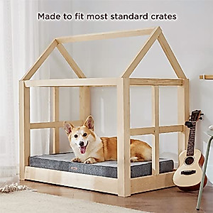 Lesure Large Memory Foam Dog Bed for Crate with Waterproof Liner for Large Dogs Grey - Orthopedic Washable Dog Bed with Removable Cover & Non-Slip Bottom - Cozy Dog Bed for Pet