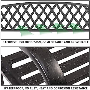 HGS 50-Inch Park Bench Garden Bench Outdoor Patio Metal Benches Clearance Yard Porch Bench Chair with Steel Frame, Outdoor Bench Furniture for Backyard Entryway Deck Lawn, Black