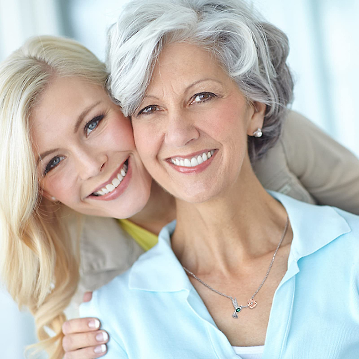 925-Sterlign-Silver Roseflower Hummingbird Necklaces for Women - Rose and White Gold Plated Animal Pendant Jewelry Christmas Birthdays Gifts for Wife Girlfriend Mom Daughters.