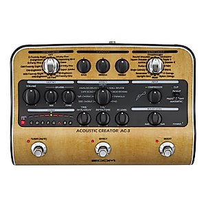 Zoom AC-3 Acoustic Creator, Acoustic DI with Tone Restoration, Acoustic Modeling, 9 effects, Compression, Tuner, Reverb, EQ, and Anti-Feedback